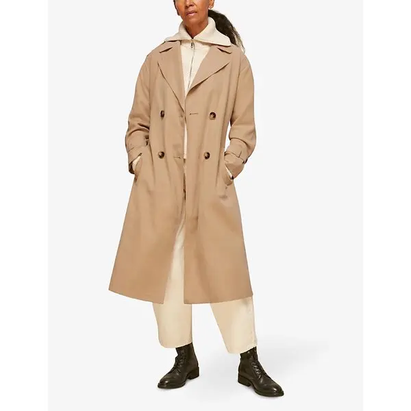 Whistles Riley Double-breasted Woven Trench Coat - Cream