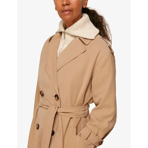 Whistles Riley Double-breasted Woven Trench Coat - Cream