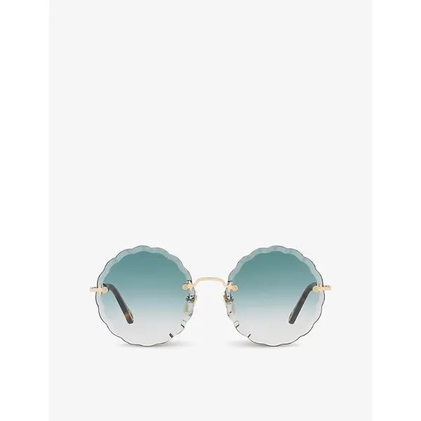 Chloé Ch0047s Scalloped Round-frame Sunglasses - Gold