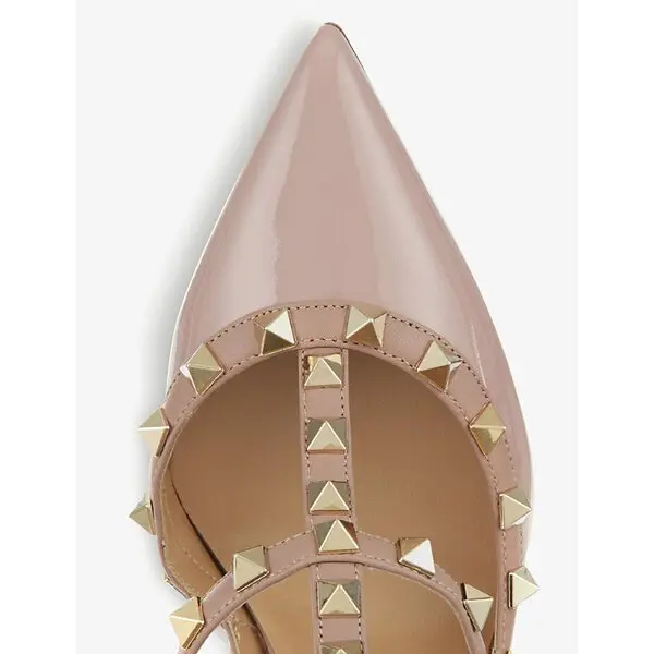 Valentino Garavani So Noir Rockstud Patent-leather Heeled Sandals - Nude