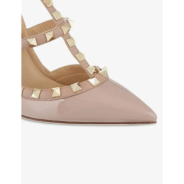 Valentino Garavani So Noir Rockstud Patent-leather Heeled Sandals - Nude