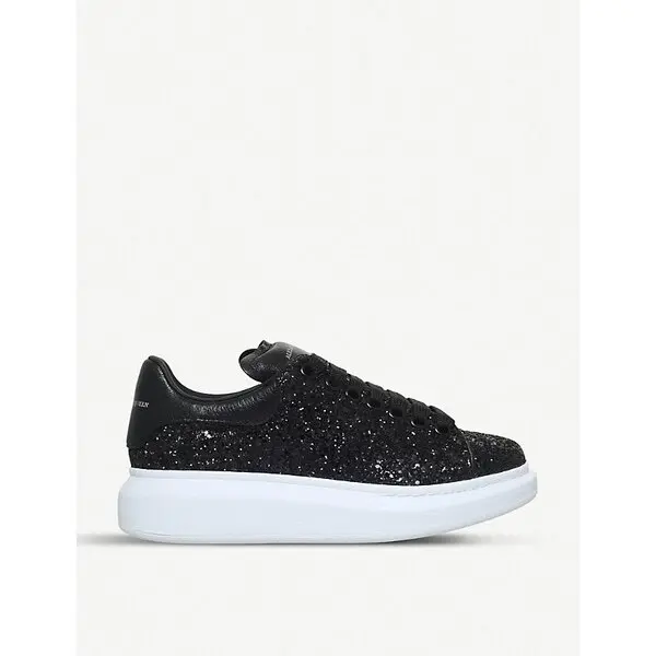 Alexander McQueen Runway Glitter-leather Platform Trainers - Black