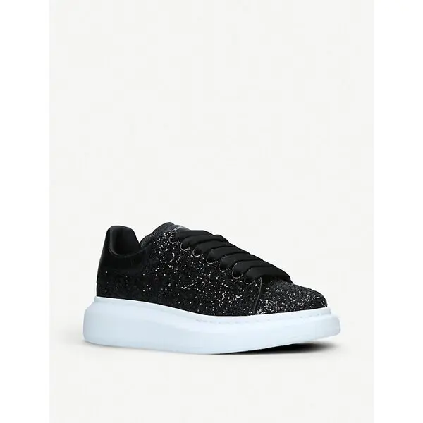 Alexander McQueen Runway Glitter-leather Platform Trainers - Black
