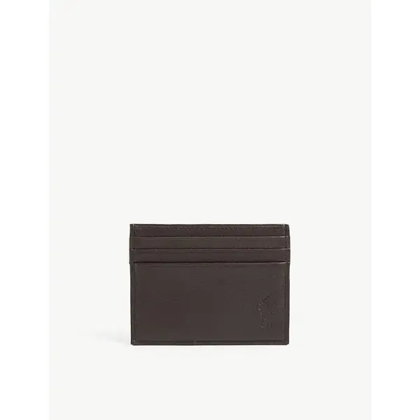 Polo Ralph Lauren Logo-debossed Pebbled-leather Cardholder - Brown