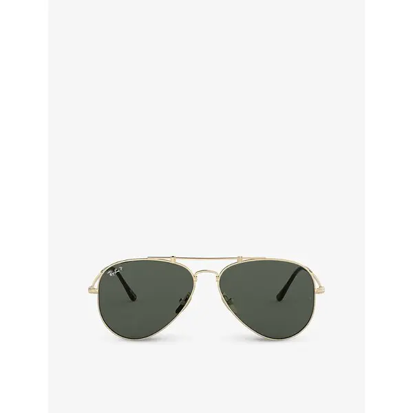 Ray-ban Aviator-frame Polarised Titanium Sunglasses - Gold