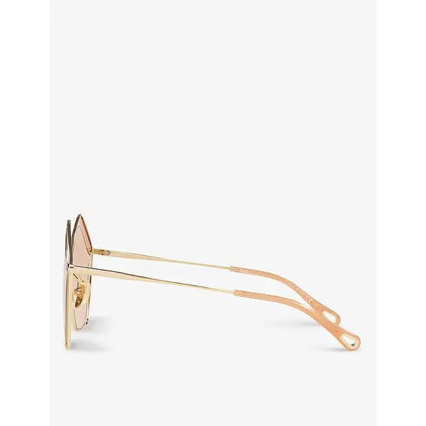 Chloé Gemma Pentagon-Frame Sunglasses - Pink | Editorialist display picture 1