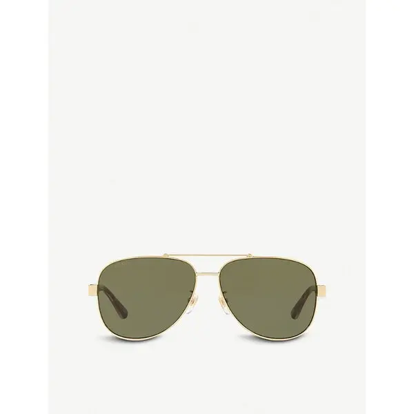 Gucci Gg0528s 63 Aviator Sunglasses - Gold