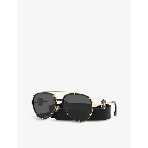 Versace Ve2232 Aviator Sunglasses - Black