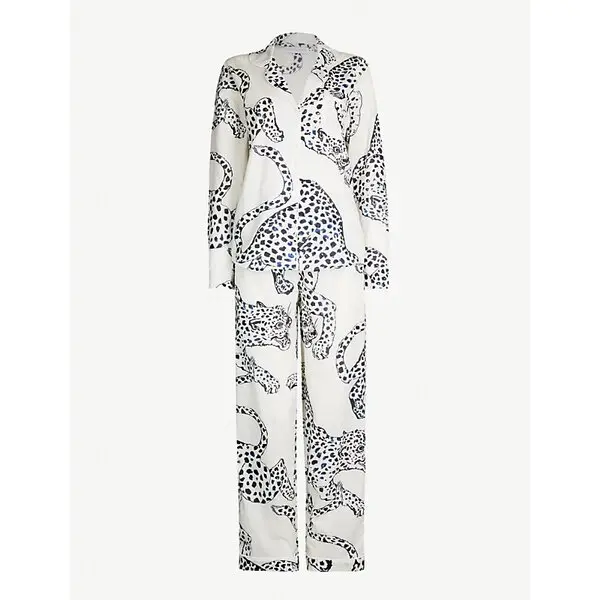 Desmond & Dempsey Printed Regular-fit Cotton-poplin Pyjama Set - Black Cream