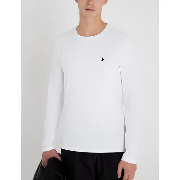 Polo Ralph Lauren Crewneck Long-sleeved Cotton-jersey T-shirt - White