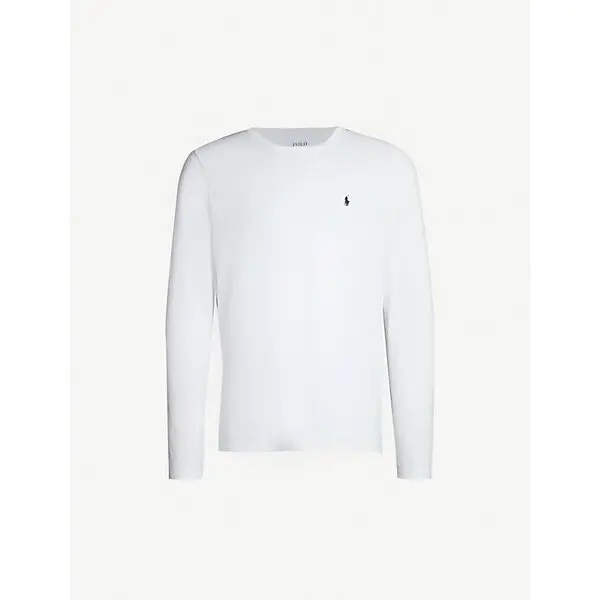 Polo Ralph Lauren Crewneck Long-sleeved Cotton-jersey T-shirt - White