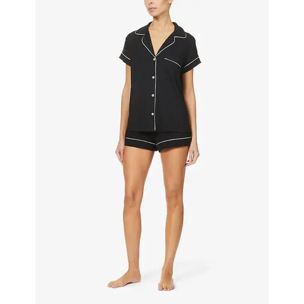 Eberjey Gisele Stretch-jersey Pyjama Set - Black/sorbet Pink