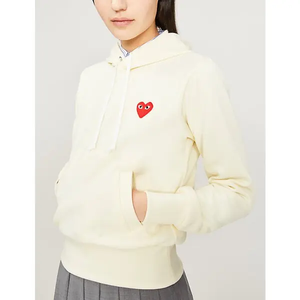 Play Comme Des Garcon Comme Des Garçons Play Logo-embroidered Hoody - Ivory