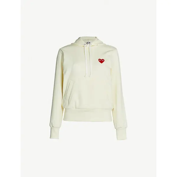 Play Comme Des Garcon Comme Des Garçons Play Logo-embroidered Hoody - Ivory