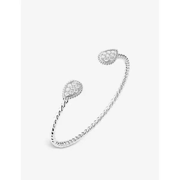 Boucheron Serpent Bohème Diamants Small 18ct -gold Bangle - White