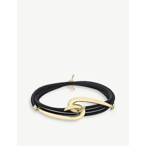 SHAUN LEANE Hook Gold-plated Vermeil Silver And Leather Bracelet - Yellow Gold Vermeil