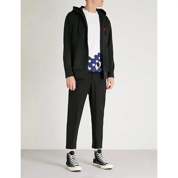 Play Comme Des Garcon Polka-dot Logo-print Cotton-jersey T-shirt
