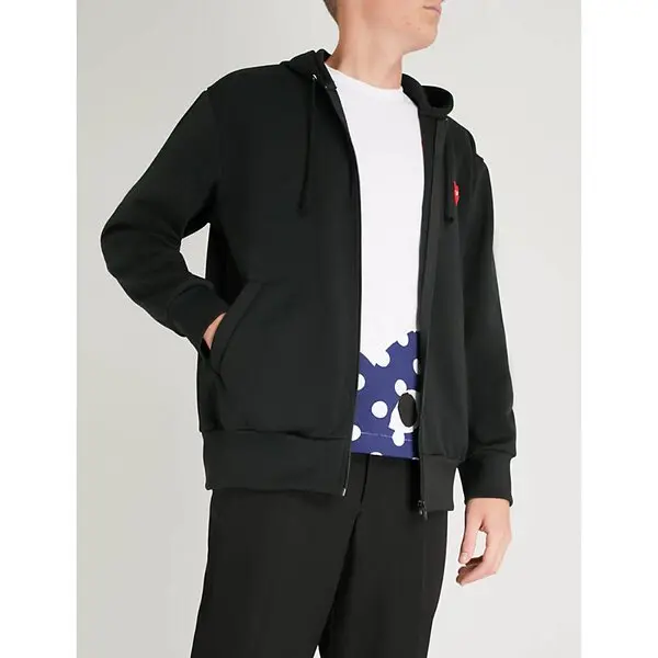 Play Comme Des Garcon Polka-dot Logo-print Cotton-jersey T-shirt