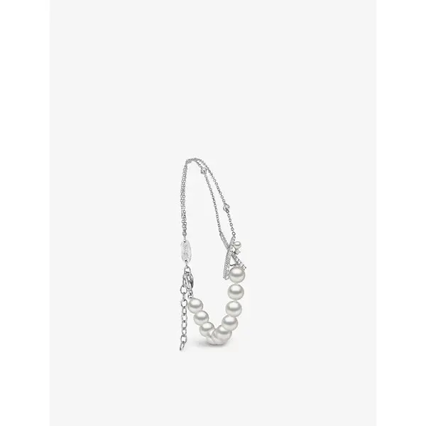 Yoko London Sleek Akoya Pearl And Diamond Bracelet - White Gold