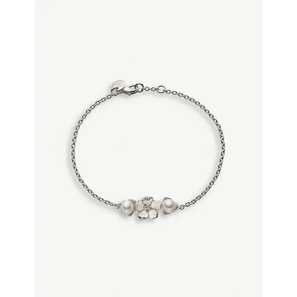 SHAUN LEANE Sterling Silver Cherry Blossom Diamond And Pearl Bracelet - One-color