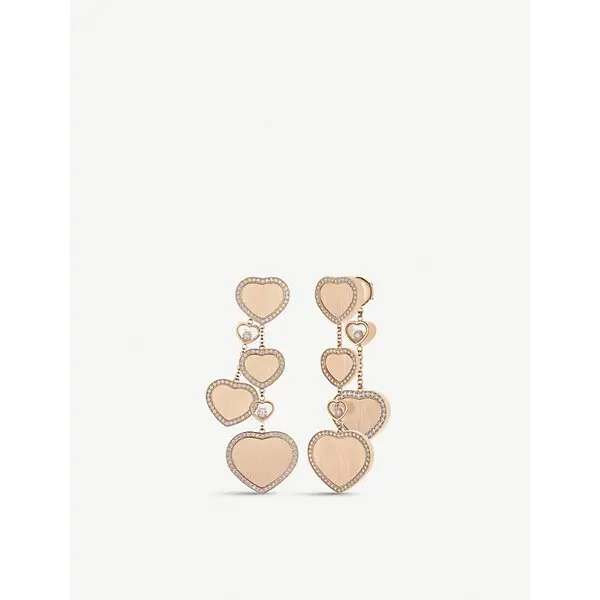Chopard X 007 Happy Hearts Diamond Earrings - 18k Rose Gold