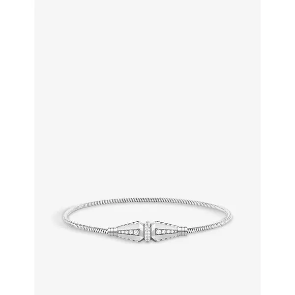 Boucheron Jack De Single 18ct White-gold And Diamond Bracelet - Silver