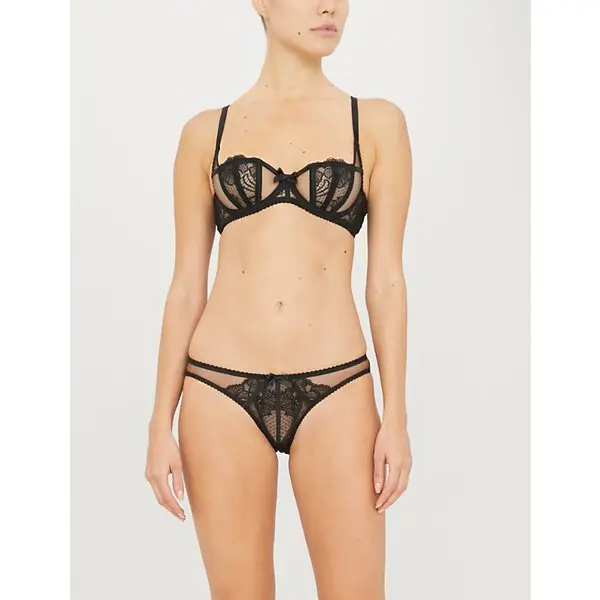 Agent Provocateur Rozlyn High-leg Mesh And Lace Briefs - Rozlyn Black