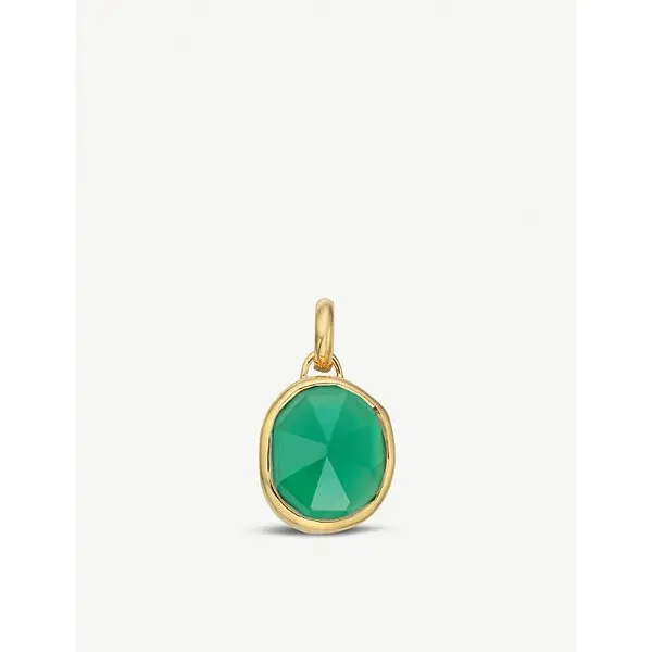 Monica Vinader Siren Green Onyx Pendant - Gold/green