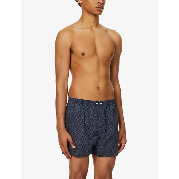 Derek Rose Plaza Polka Dot-pattern Classic-fit Boxer Briefs - Navy