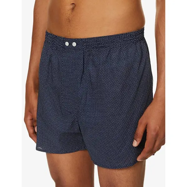Derek Rose Plaza Polka Dot-pattern Classic-fit Boxer Briefs - Navy