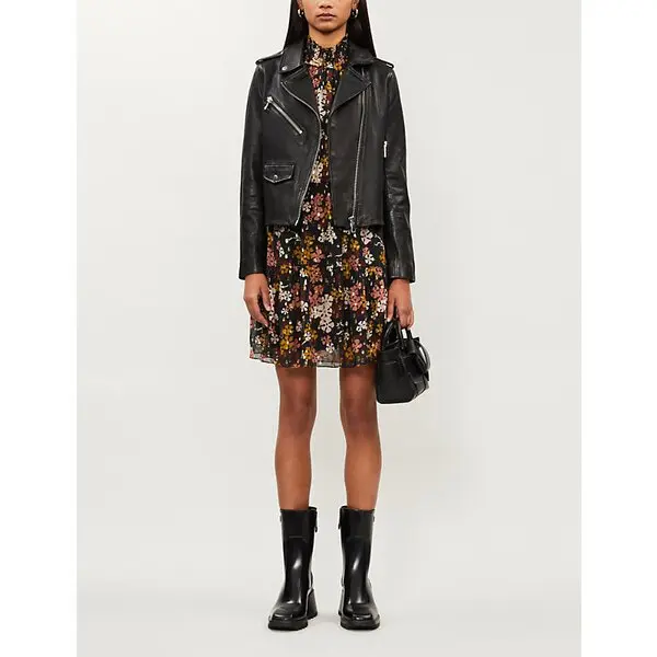 Whistles Agnes Zip-through Leather Biker Jacket