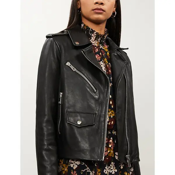 Whistles Agnes Zip-through Leather Biker Jacket