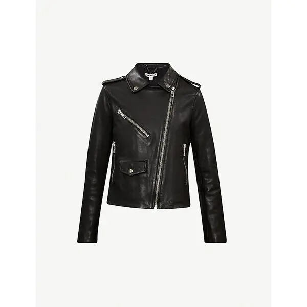 Whistles Agnes Zip-through Leather Biker Jacket