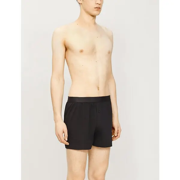 Sunspel Elasticated Slim-fit Cotton Boxers - Black