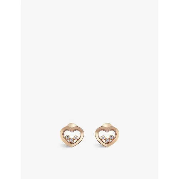 Chopard Happy Diamonds 18ct And Diamond Earrings - Rose Gold
