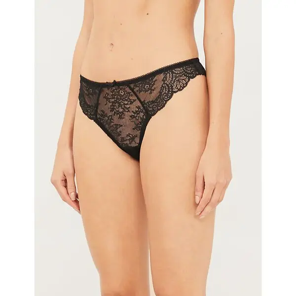 AUBADE Danse Des Sens Low-rise Floral-lace Thong - Black