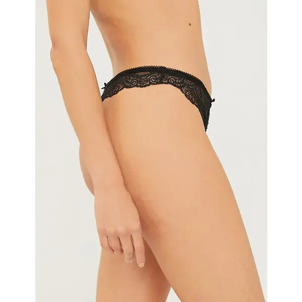 AUBADE Danse Des Sens Low-rise Floral-lace Thong - Black