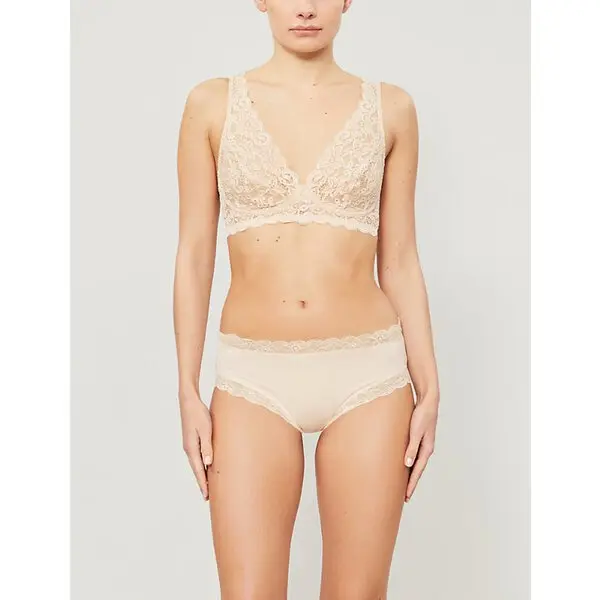 Hanro Moments Soft-cup Stretch-lace Bra - Beige