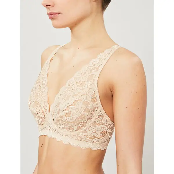 Hanro Moments Soft-cup Stretch-lace Bra - Beige