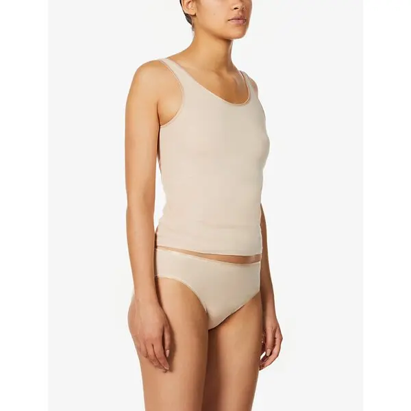Hanro Seamless Midi Mid-rise Cotton-jersey Briefs - Beige