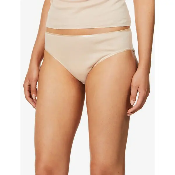 Hanro Seamless Midi Mid-rise Cotton-jersey Briefs - Beige