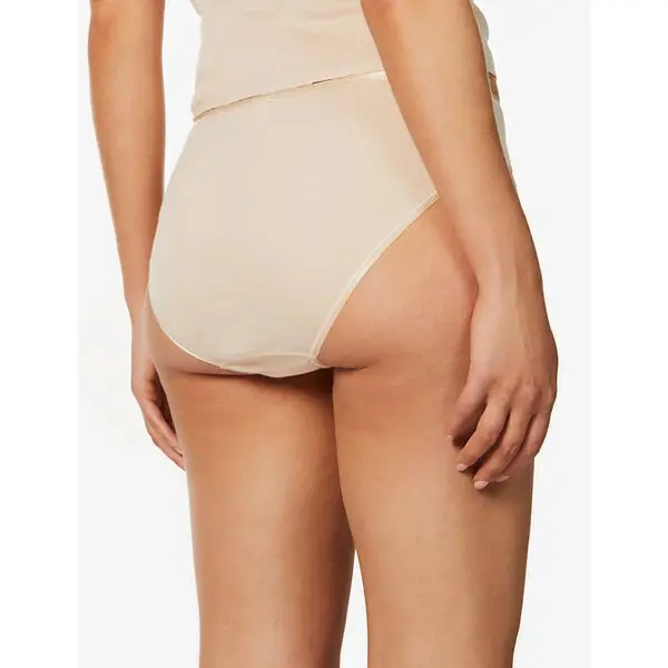 Hanro Seamless Midi Mid-rise Cotton-jersey Briefs - Beige