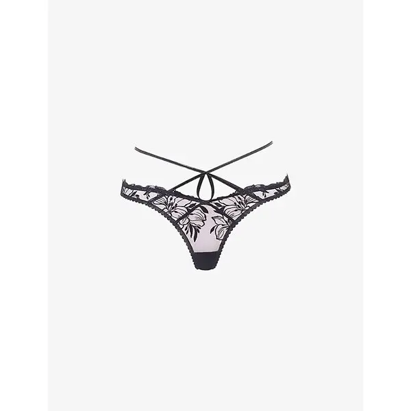 Agent Provocateur Ozella Mid-rise Floral-lace Thong - Black