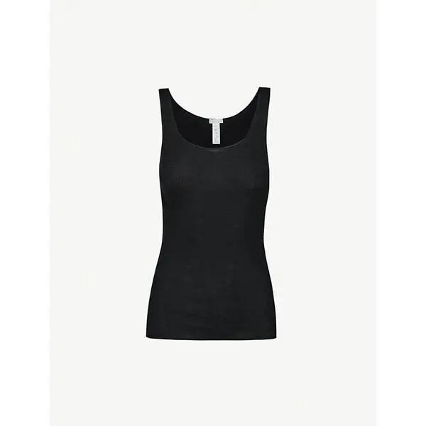 Hanro Seamless Cotton Vest Top - Black