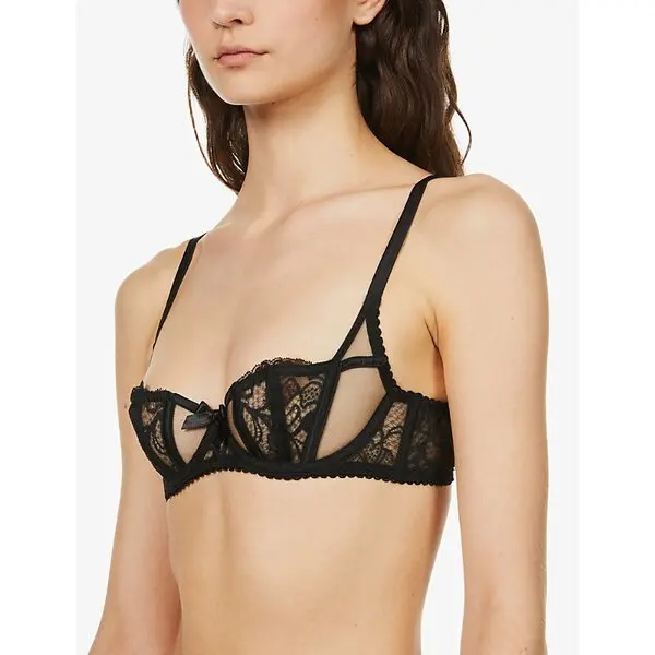 Agent Provocateur Rozlyn Balconette Mesh And Lace Underwired Bra - Black
