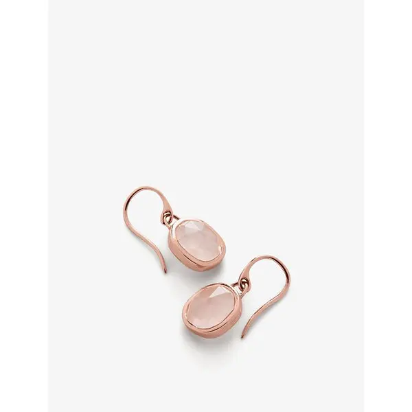 Monica Vinader Siren Wire Rose Quartz Drop Earrings