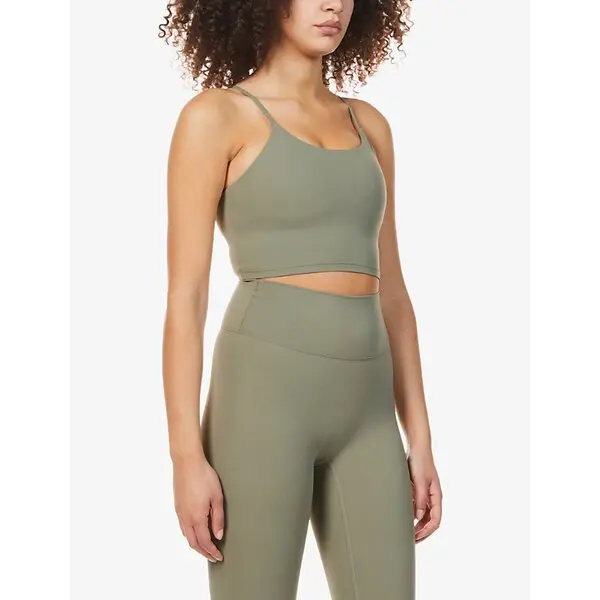 ADANOLA Tank Round-neck Stretch-jersey Bralette - Olive Green