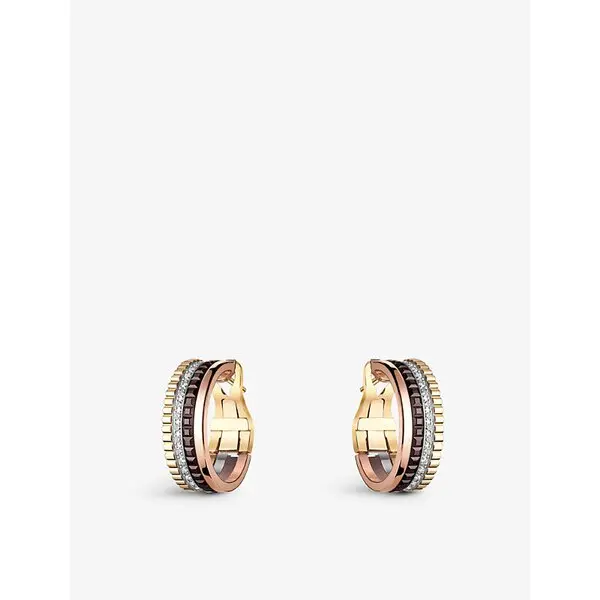 Boucheron Quatre Classique Hoop Earrings - Gold/white/pink Gold