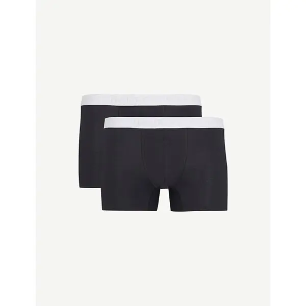 Hanro Pack Of Two Cotton Essentials Stretch-cotton Trunks - Black / Grey