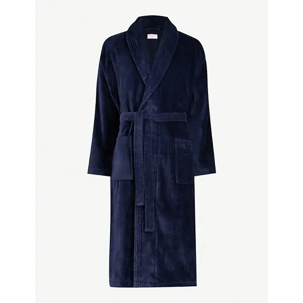 Derek Rose Tritan Cotton Dressing Gown - Navy